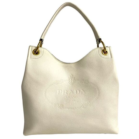Prada | Bags | Prada White Leather Tote Bag Preowned | Poshmark